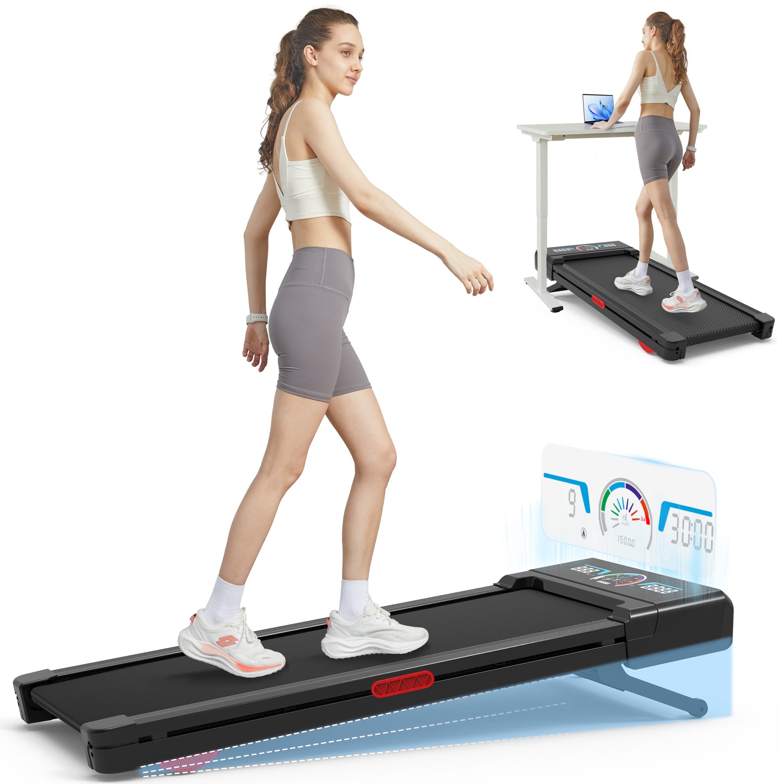 TRAILVIBER Walking Pad Treadmill with 12% 9-Level Auto Incline, Under ...